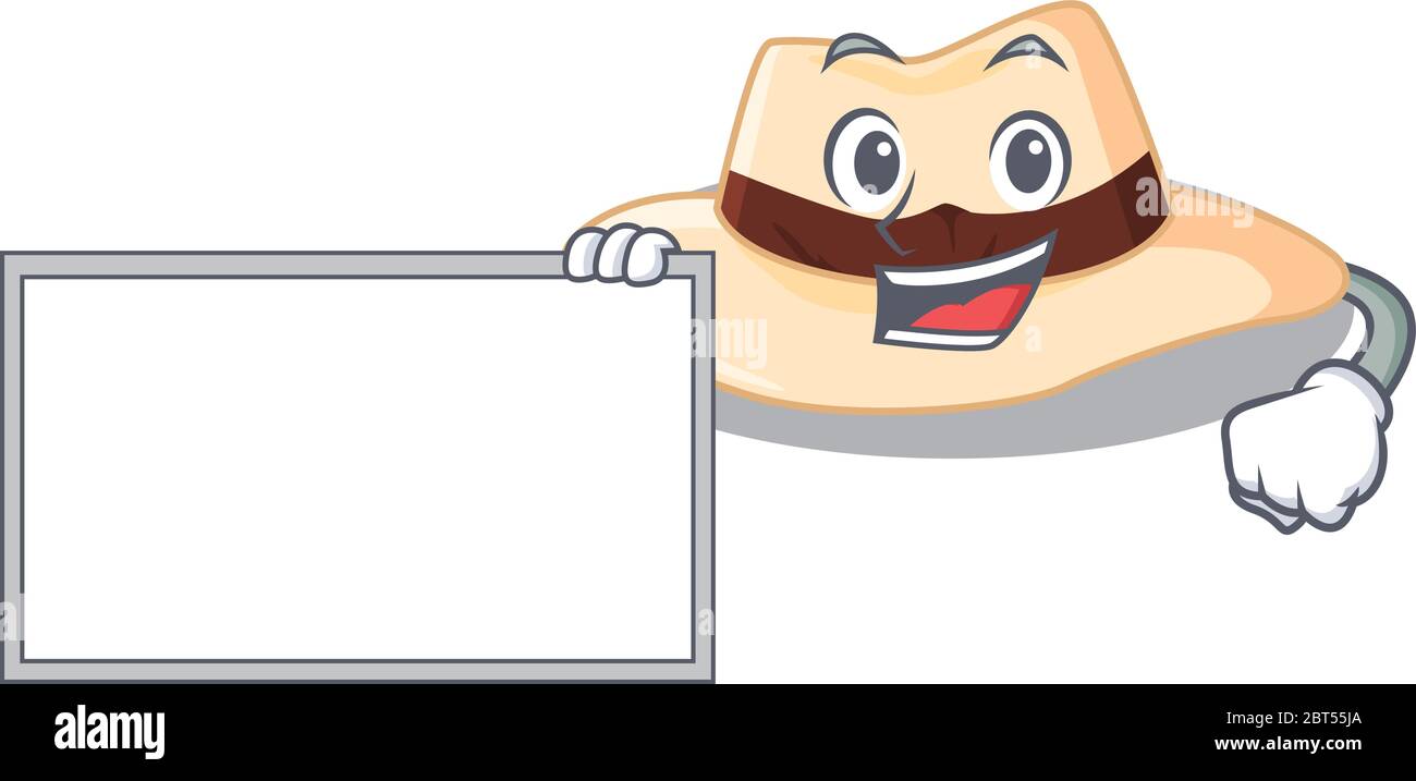 Cartoon character design of panama hat holding a board Stock Vector ...