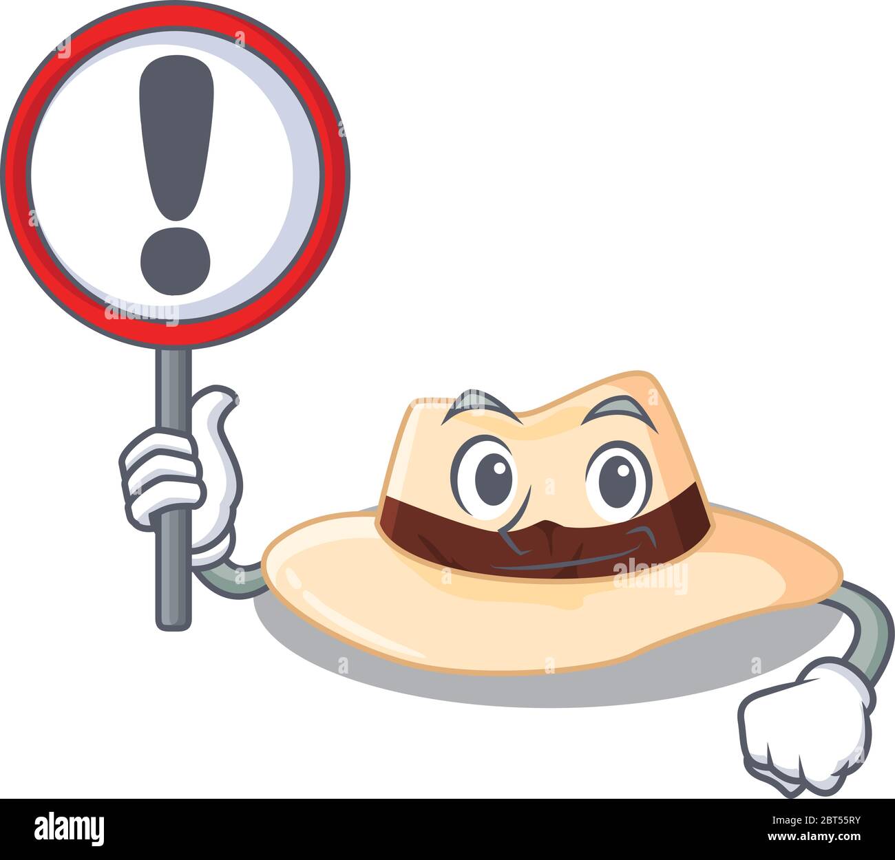 A cartoon icon of panama hat with a exclamation sign board Stock Vector ...