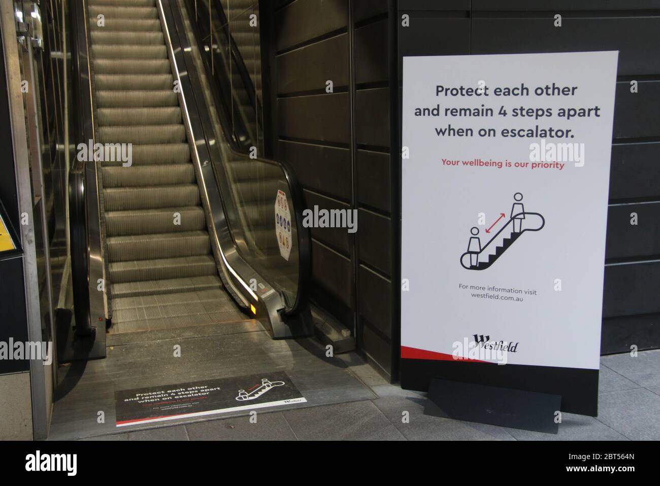 Australian escalator sign hi-res stock photography and images - Alamy