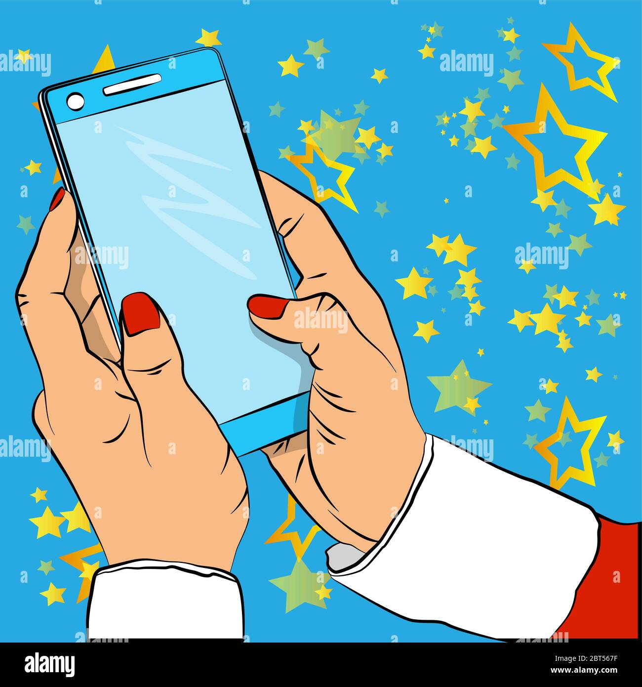 Close up of businesswoman holding her smartphone. Hand holding smart ...