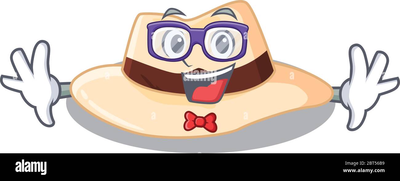 A cartoon drawing of geek panama hat wearing weird glasses Stock Vector ...