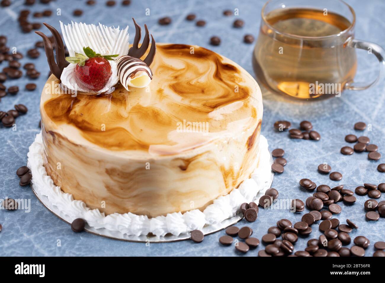 Coffee cream layered cake stock photo Stock Photo - Alamy