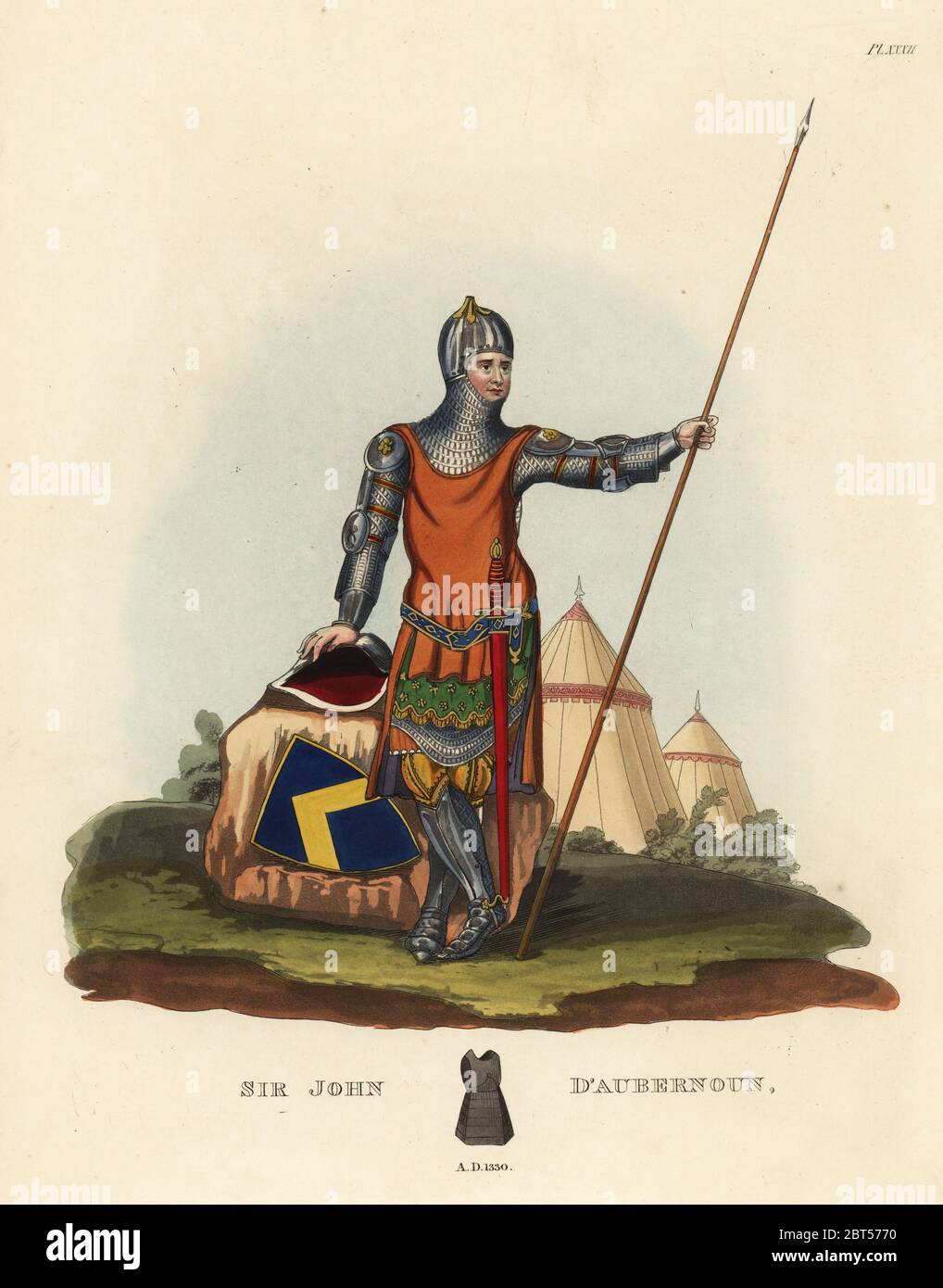 Sir John d'Aubernoun or d'Abernon, 1330. He wears a bassinet helmet ...