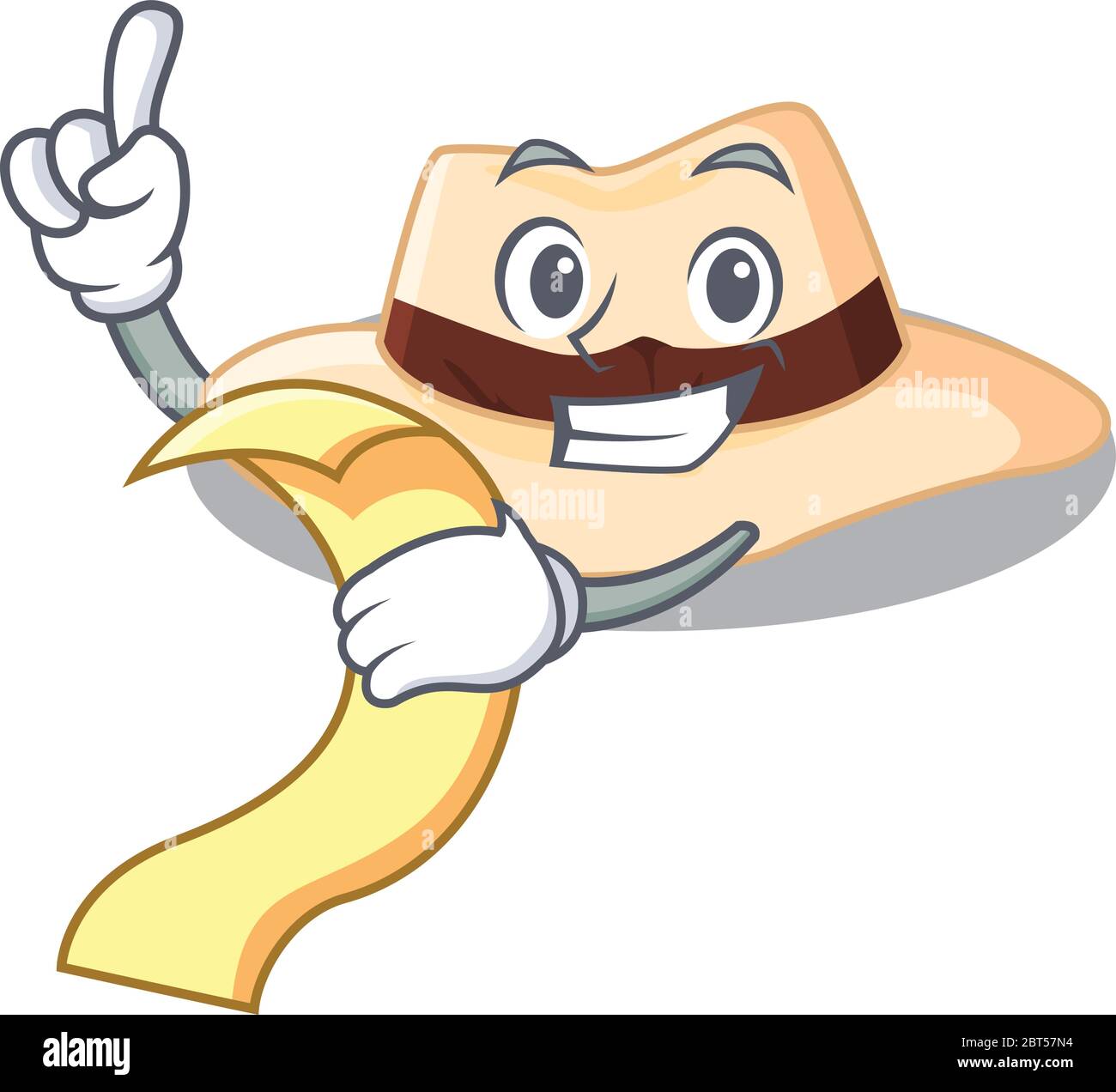 Panama hat mascot character style with a menu on his hand Stock Vector ...