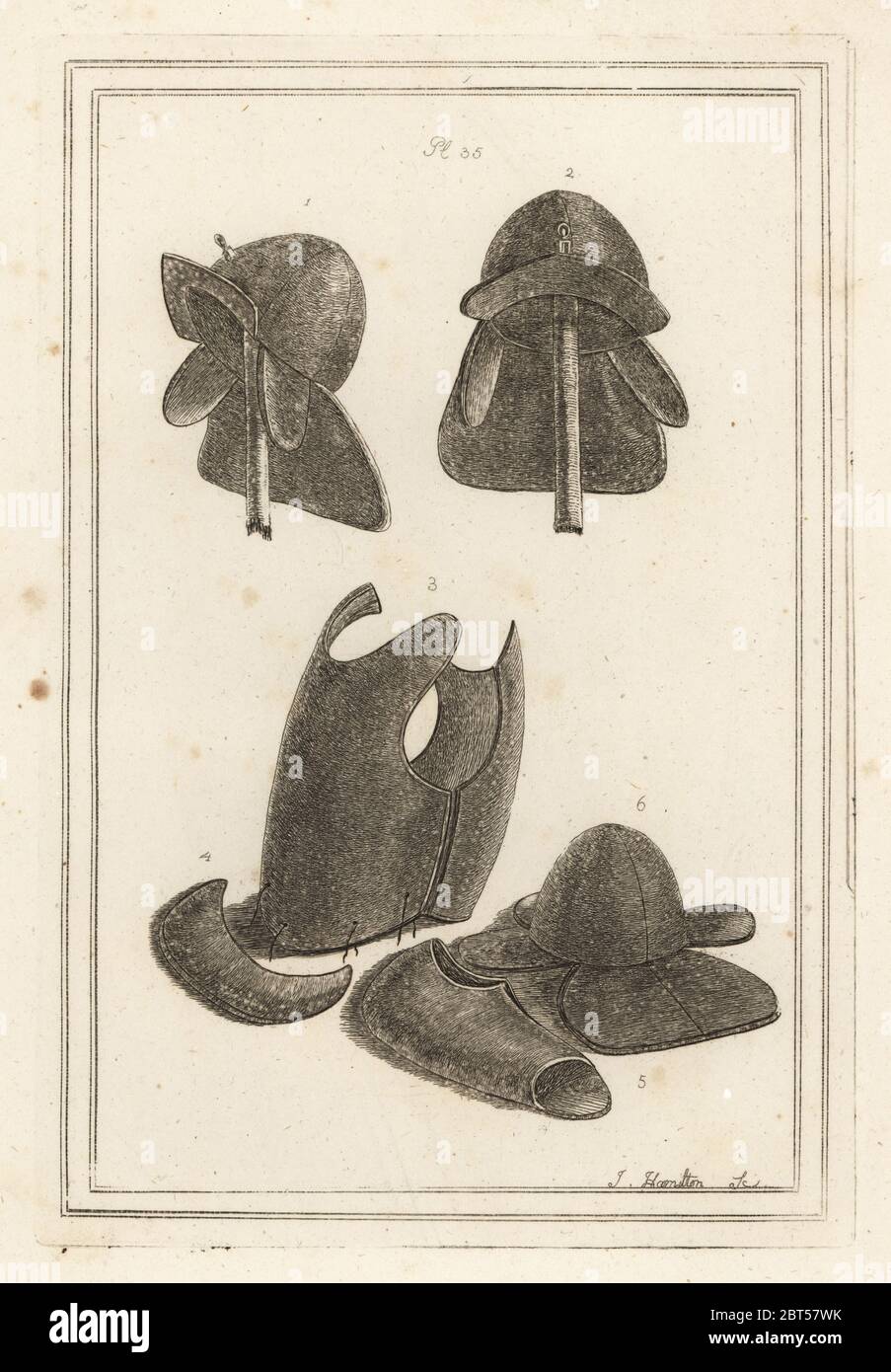 Suit of armour of the time of King James or Charles I. Quilted and ...