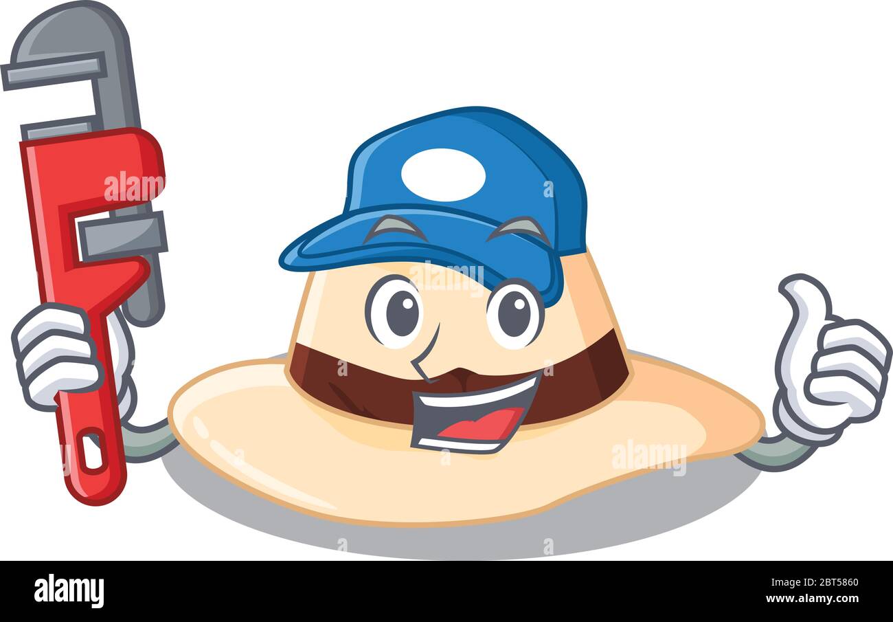 cartoon character design of panama hat as a Plumber with tool Stock ...