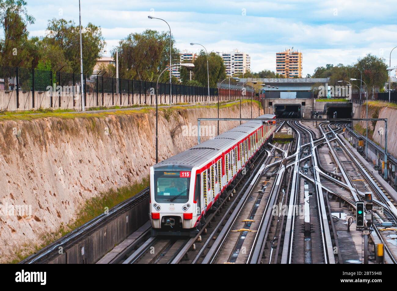 SANTIAGO, CHILE - OCTOBER 2015: A Santiago Metro train at Line 1 Stock ...