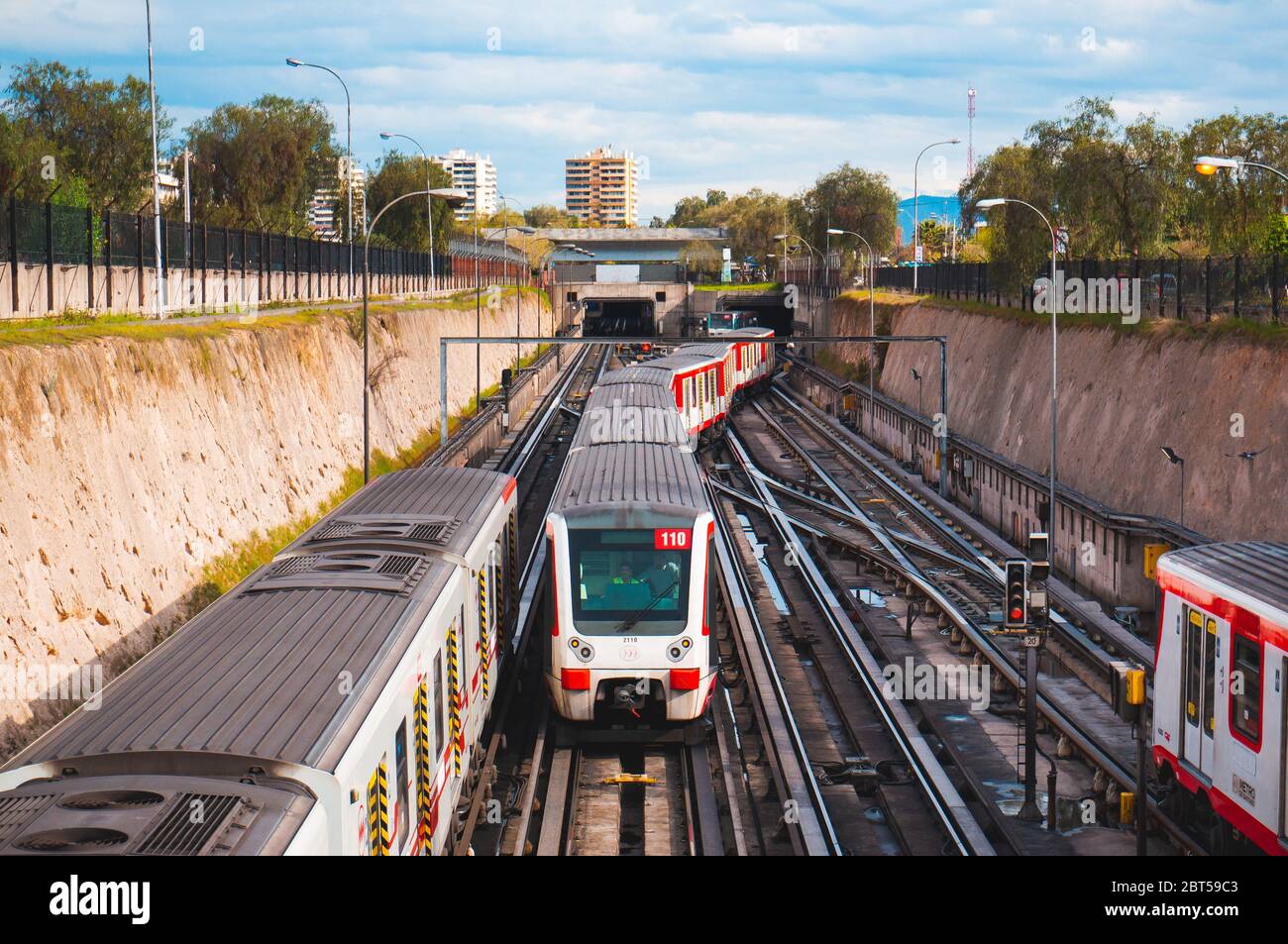 SANTIAGO, CHILE - OCTOBER 2015: A Santiago Metro train at Line 1 Stock ...