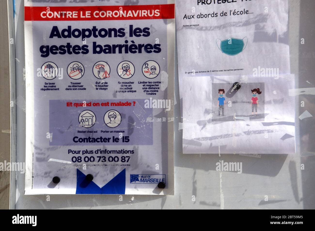 Marseille, France. 21st May, 2020. Charts at a school showing various ...