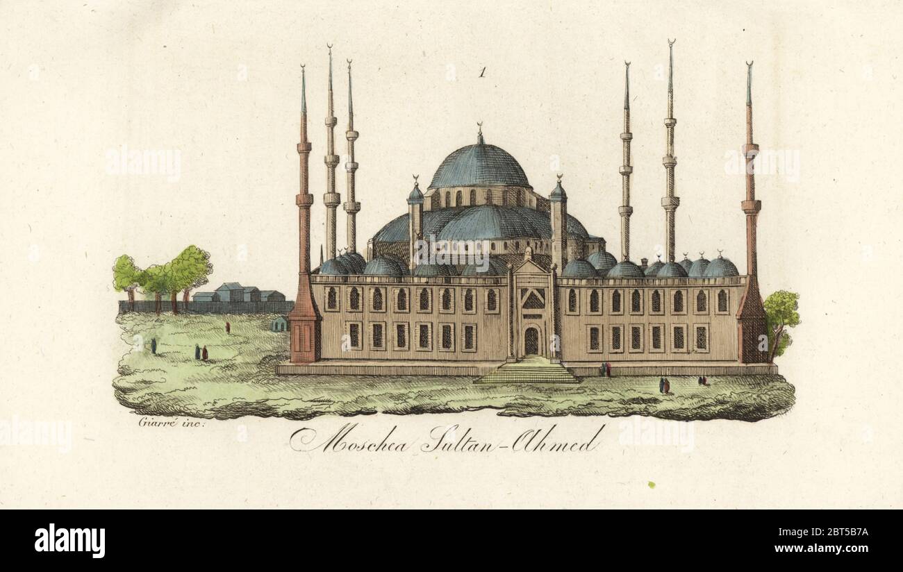 View of the Sultan Ahmed Mosque or the Blue Mosque, Istanbul. Built in ...