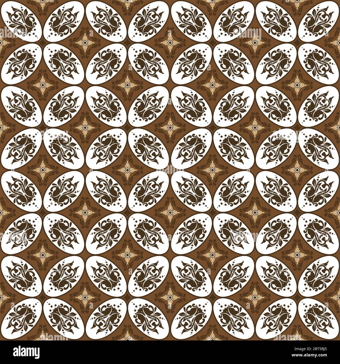 Elegant tradisional batik with floral pattern design and white brown ...