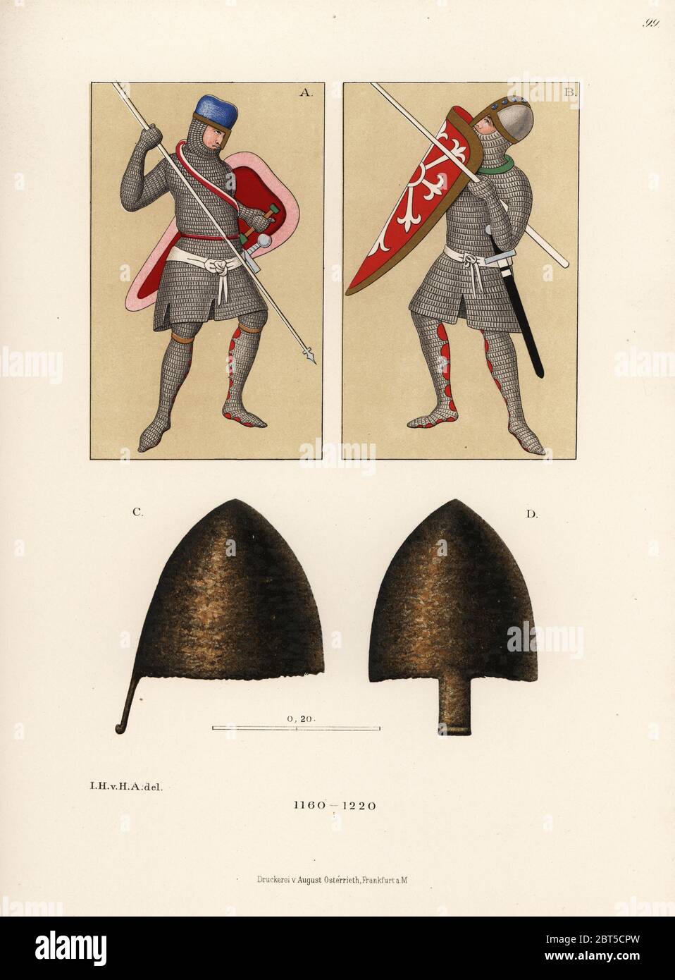 Chainmail suits of armour and helms of 12th century German knights ...