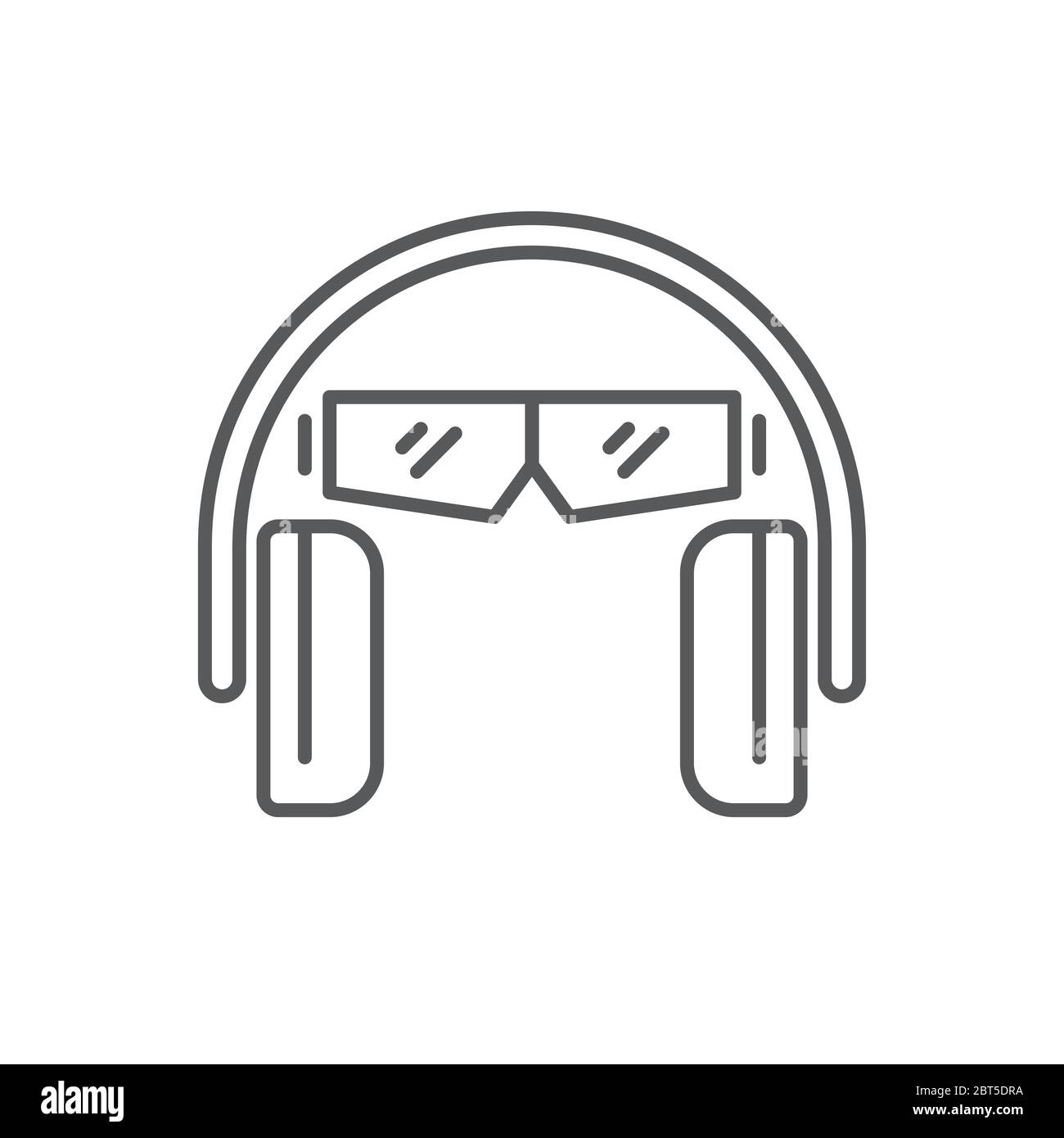 Ear and eye protection vector icon symbol isolated on white background ...