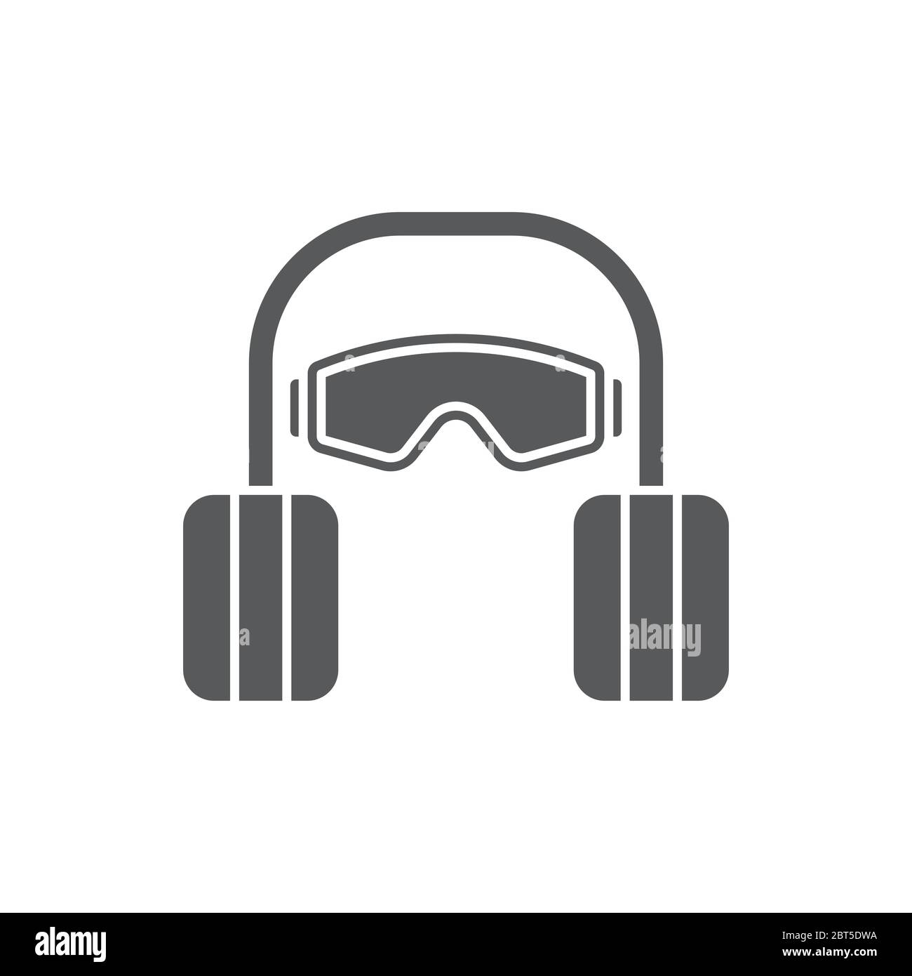 Ear and eye protection vector icon symbol isolated on white background ...