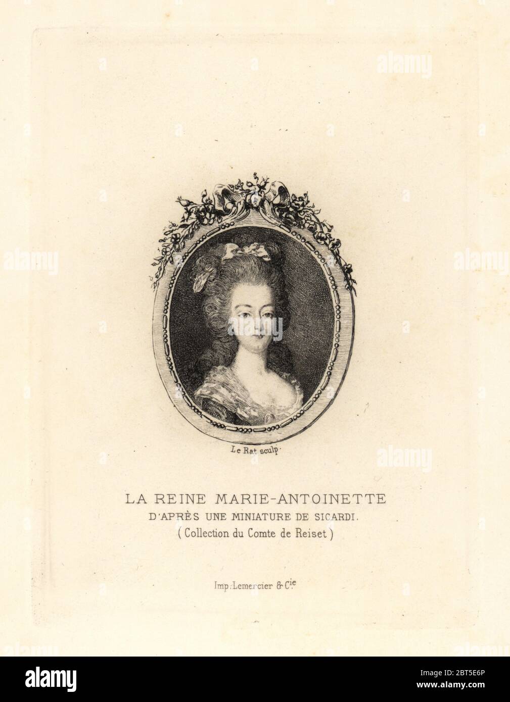 Portrait of Queen Marie Antoinette, after a miniature by Louis Marie ...