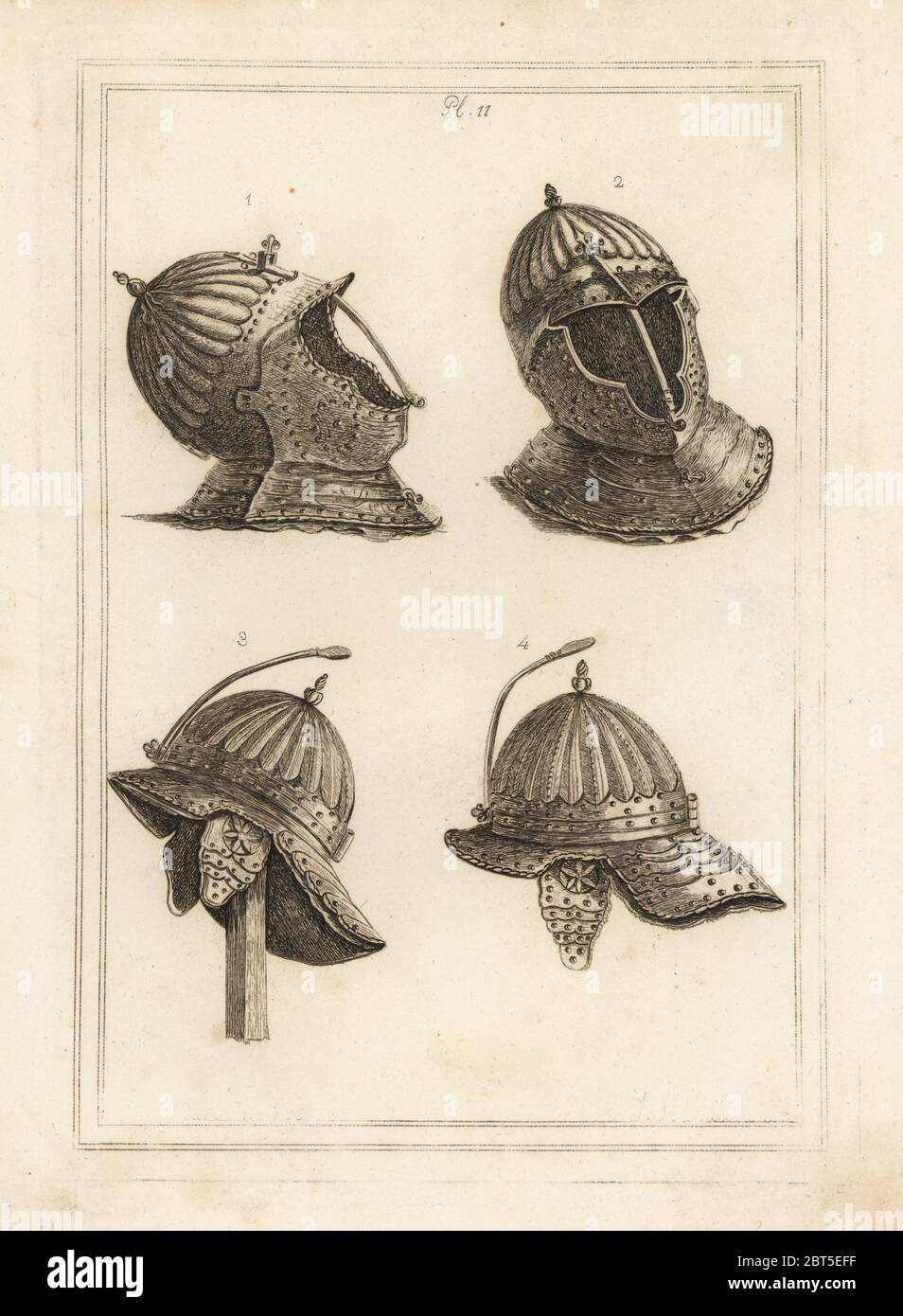 Bar helmet 1,2, and Duke of Monmouths helmet with a spring to support a ...