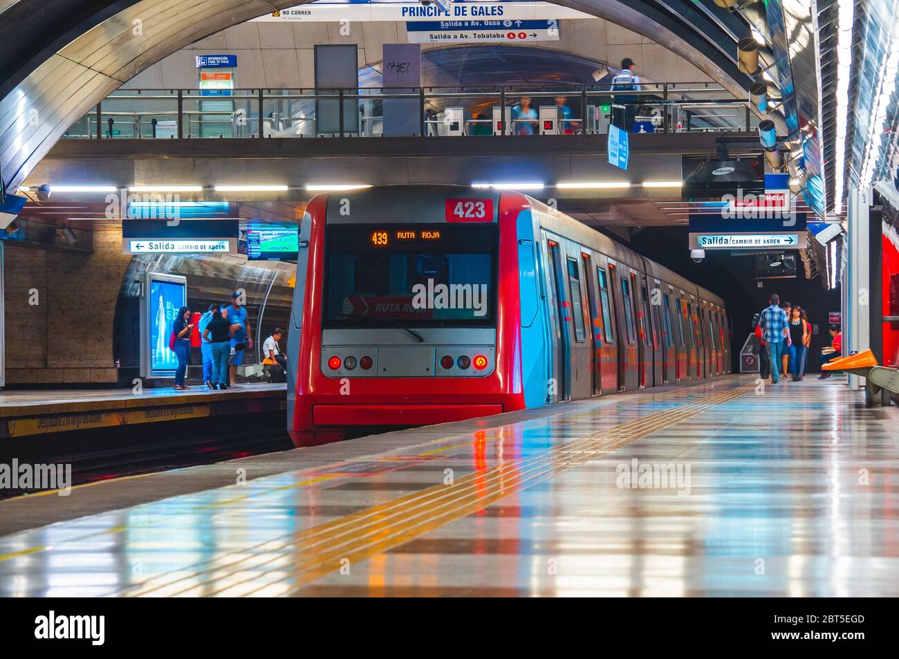 SANTIAGO, CHILE - JANUARY 2016: A public transport train in Santiago ...