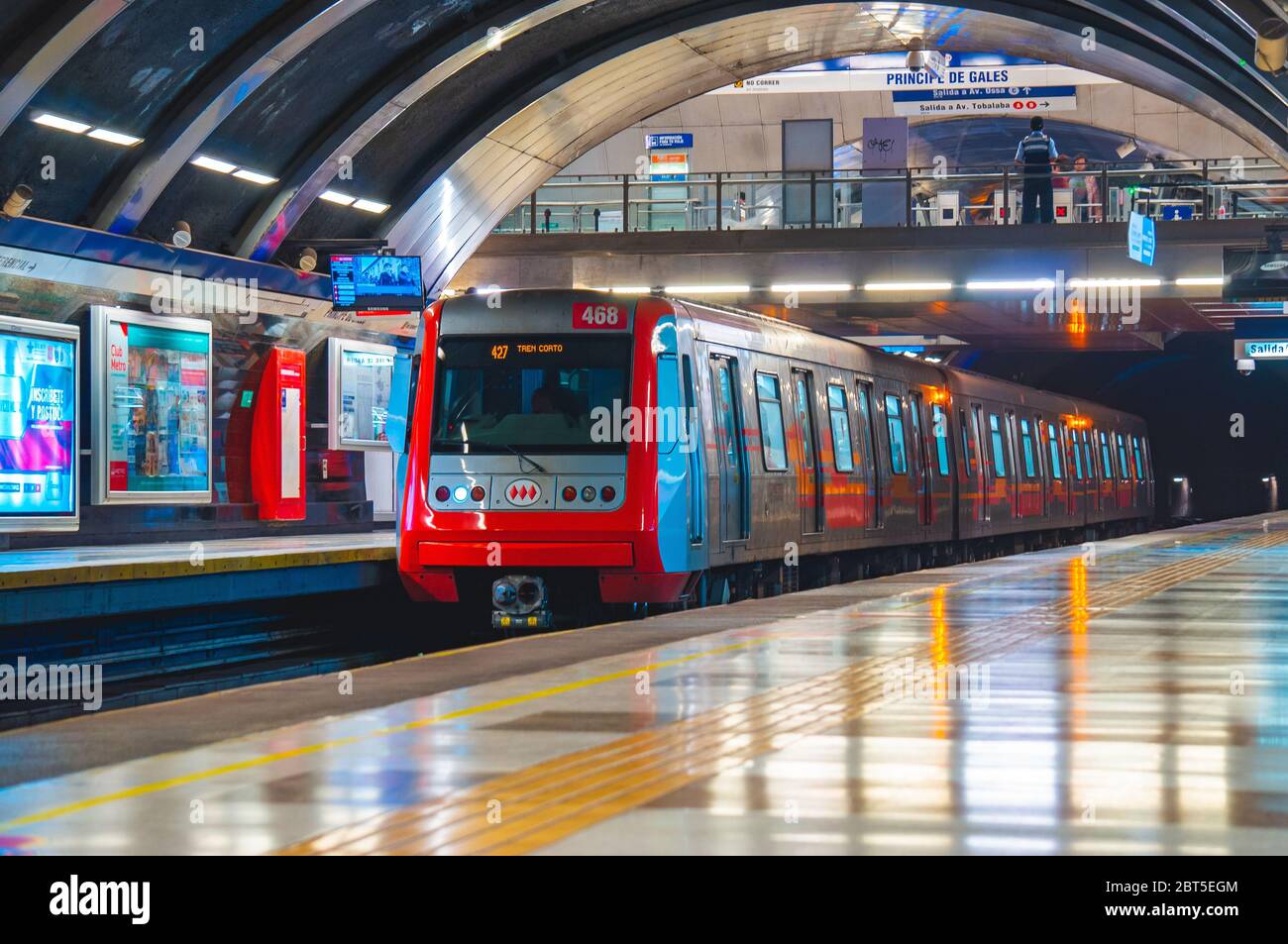 SANTIAGO, CHILE - JANUARY 2016: A public transport train in Santiago ...