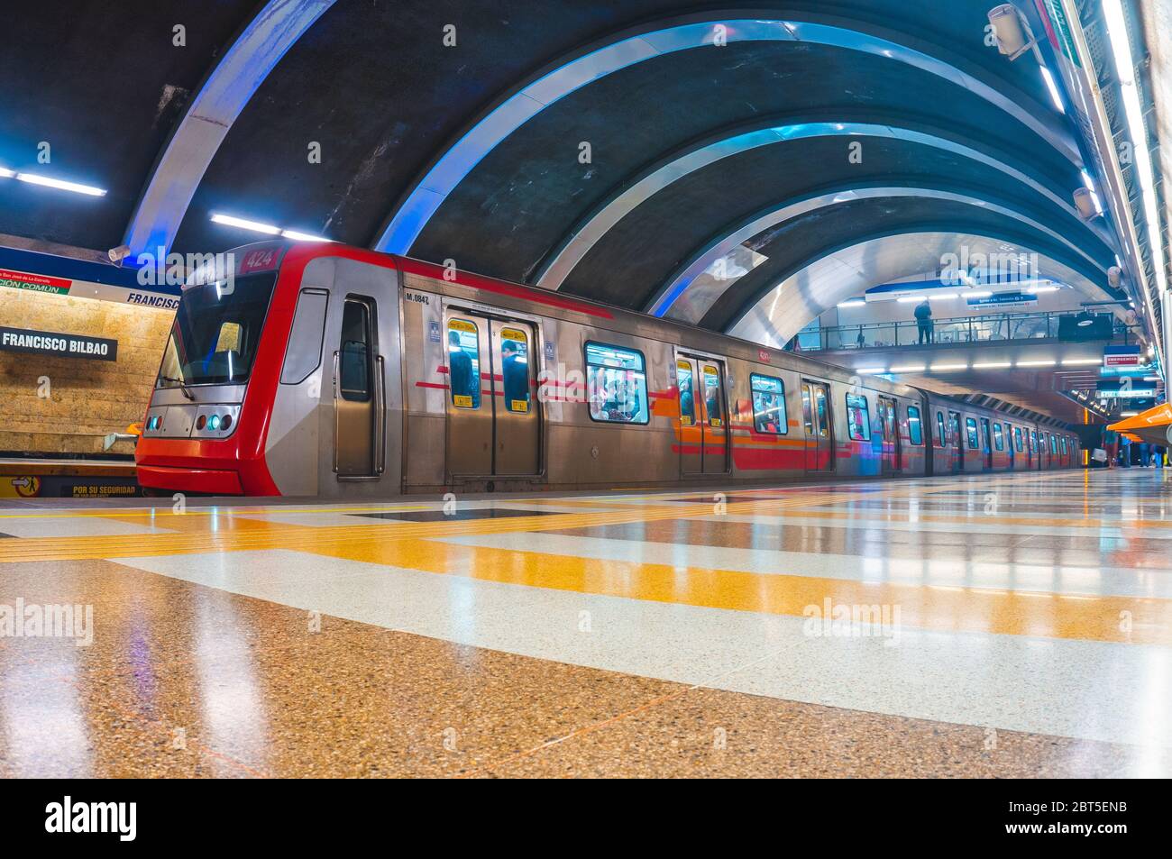 SANTIAGO, CHILE - JANUARY 2016: A public transport train in Santiago ...