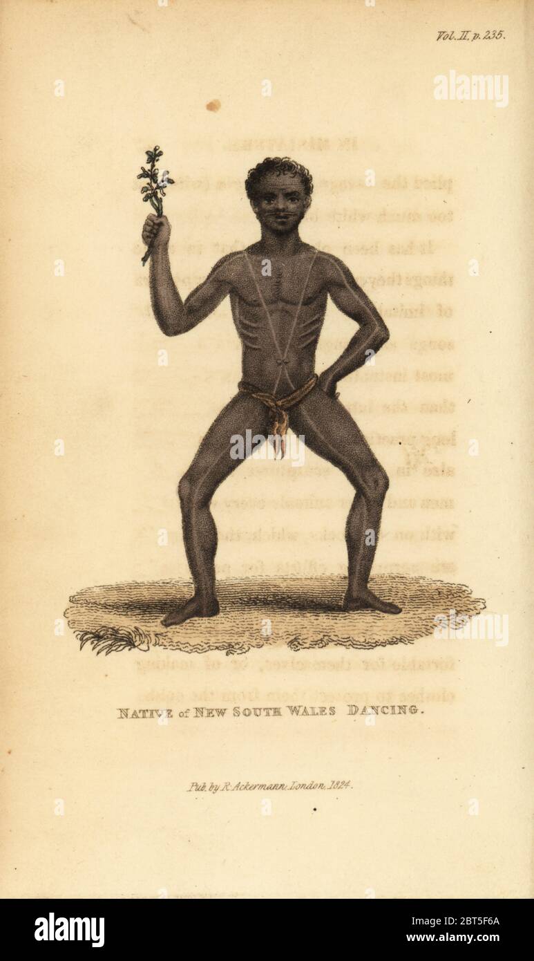 Australian aboriginal dancing at a corroboree. Body painted with pipe ...