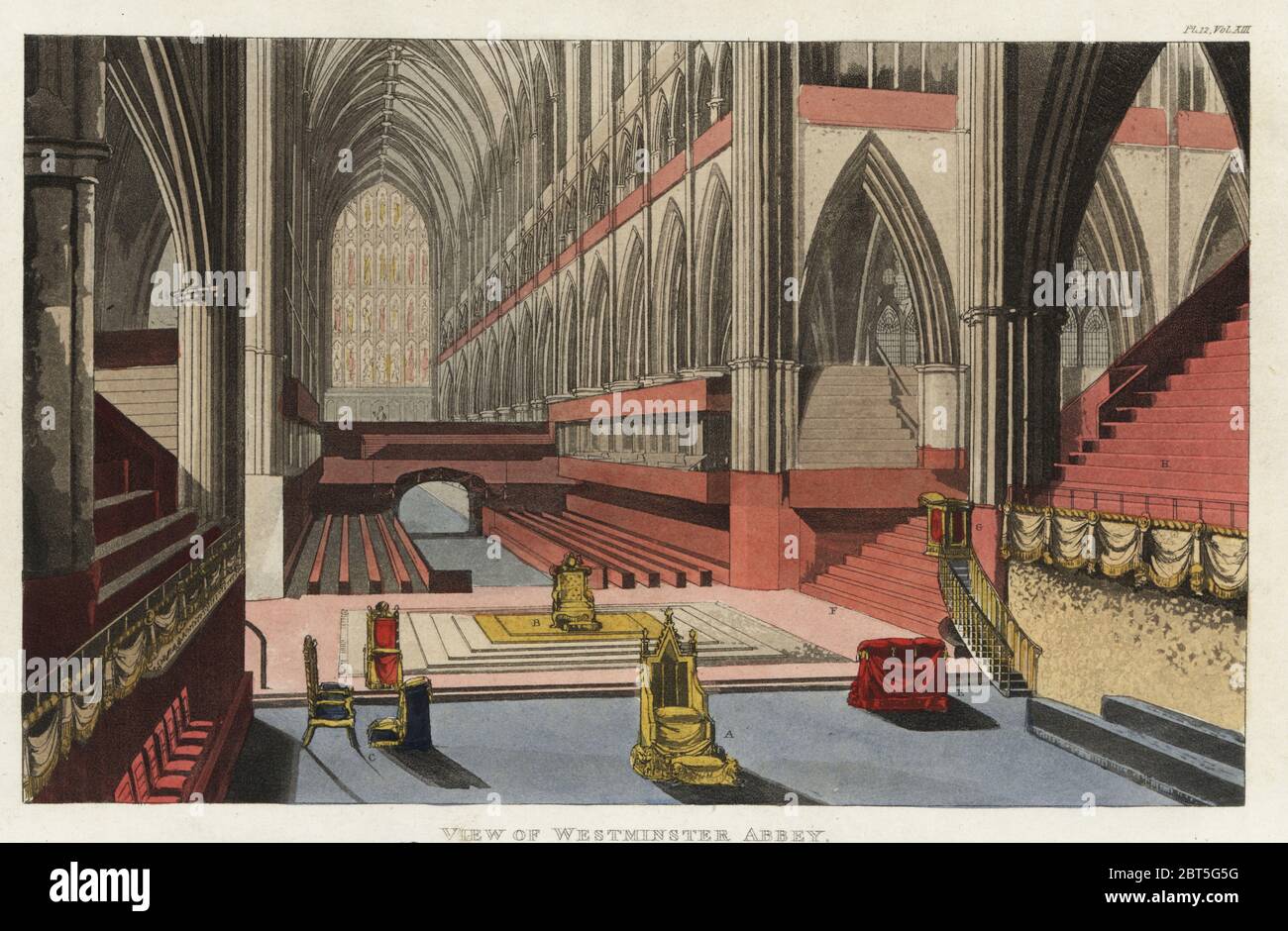View of Westminster Abbey as it was fitted up at the Coronation of King ...
