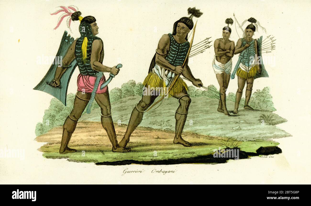 Warriors in breastplates from Ombai (Ombay) island, Indonesia, 19th ...