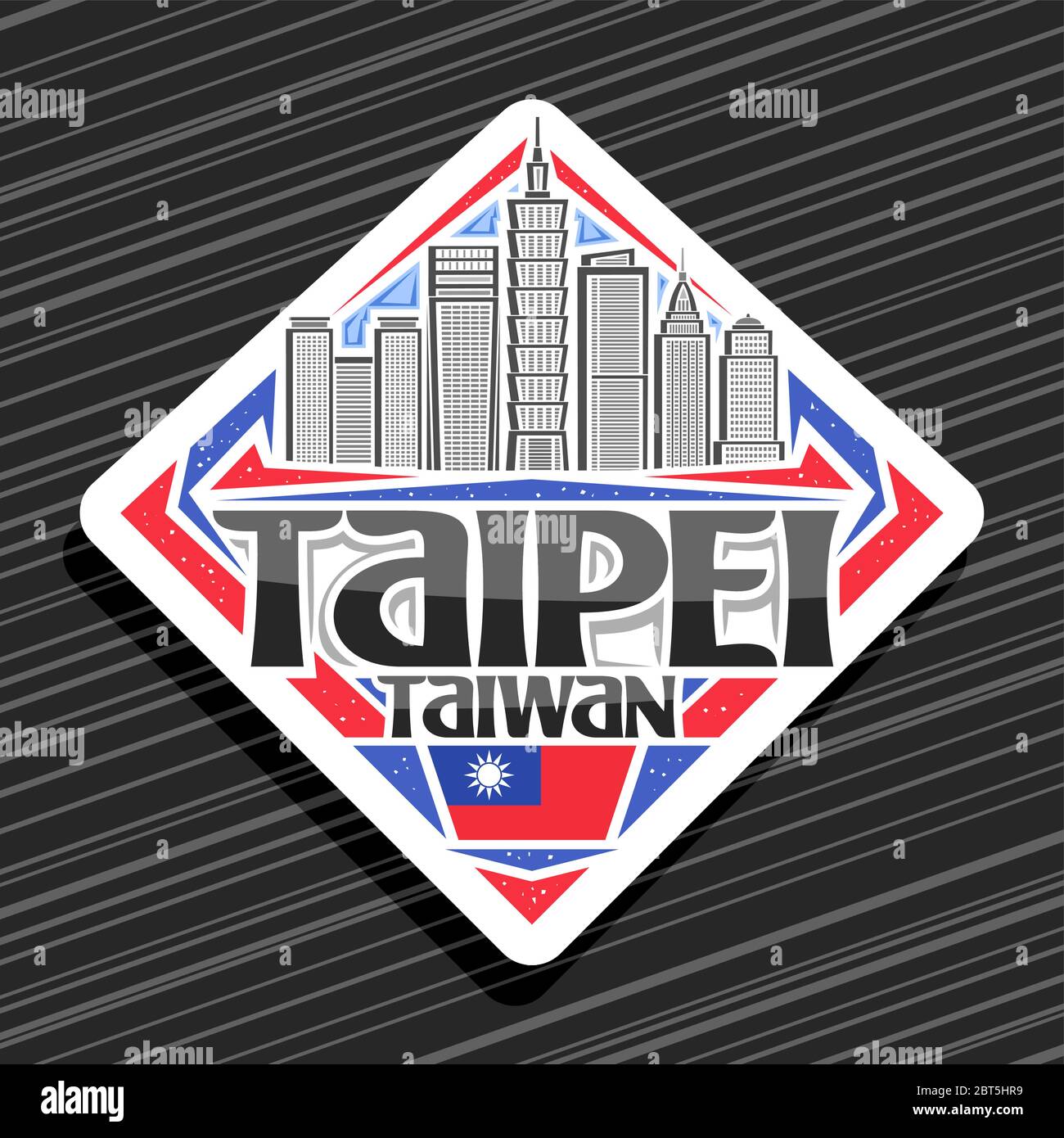 Vector logo for Taipei, white decorative road sign with line ...