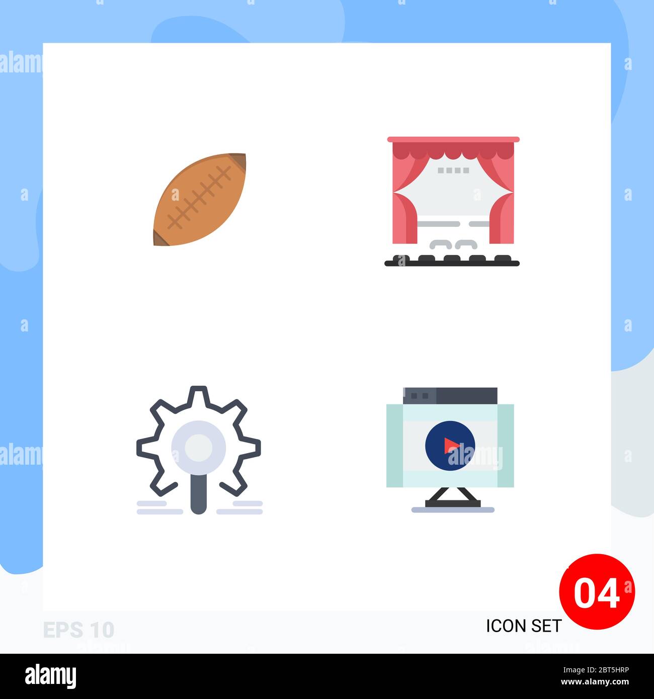 Flat Icon Pack of 4 Universal Symbols of afl, stage, rugby, sydney ...