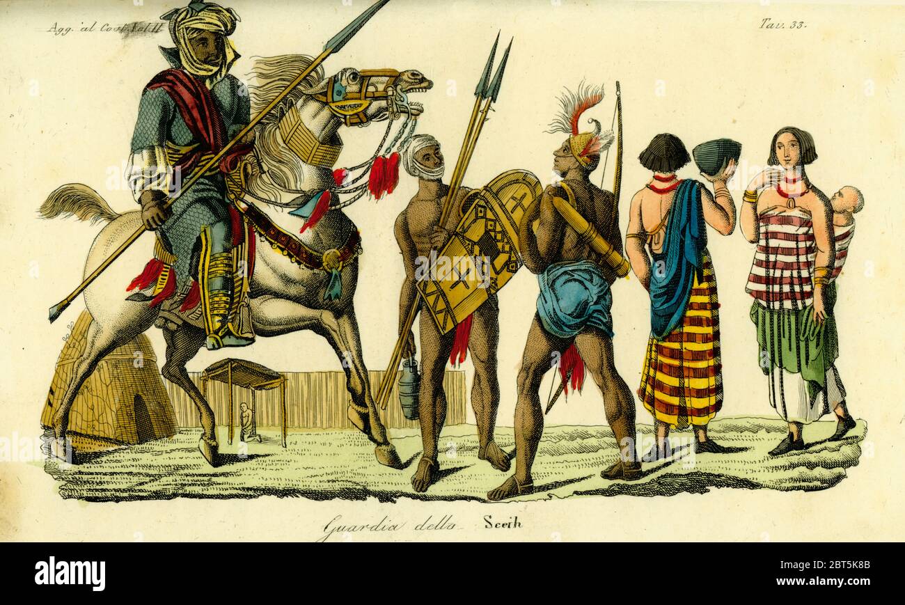 Mounted bodyguard to the Sheikh of Bornu along with Kanembu lancer and ...