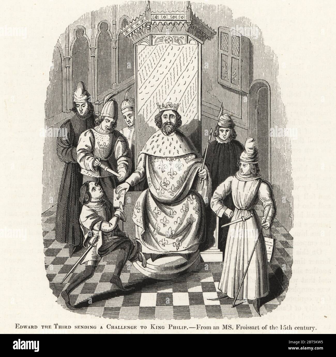 King Edward III of England issuing a challenge to King Philip VI for ...