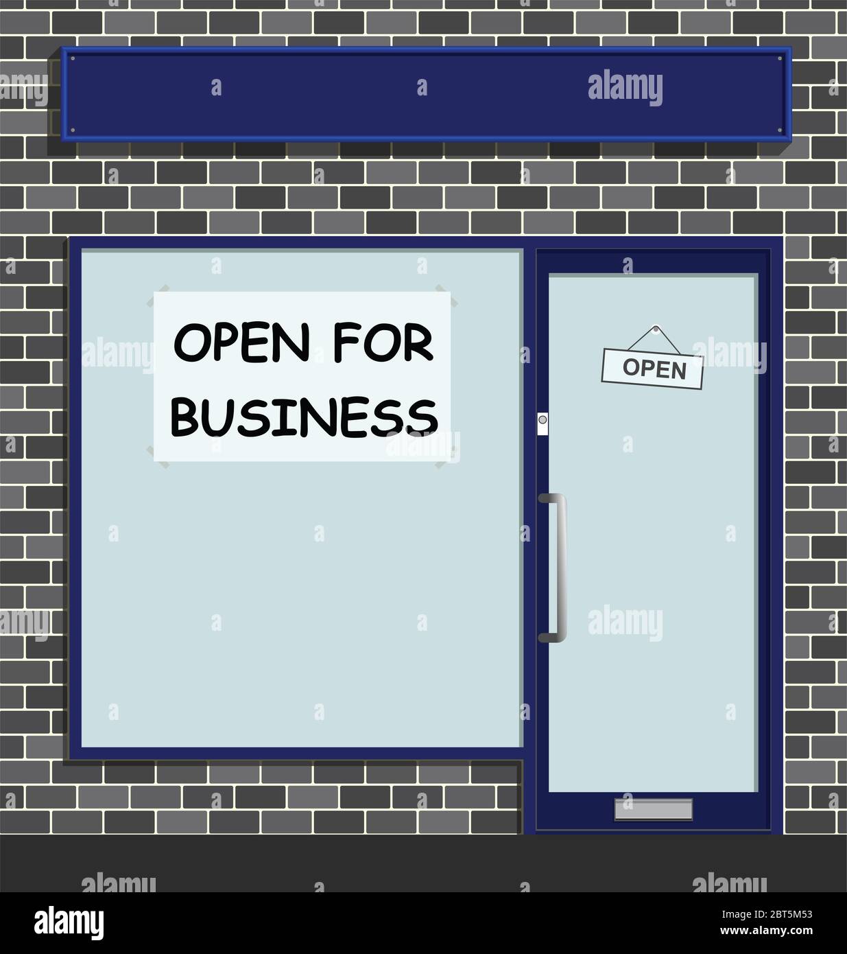 Small retail shop with poster in window informing customers that it is ...