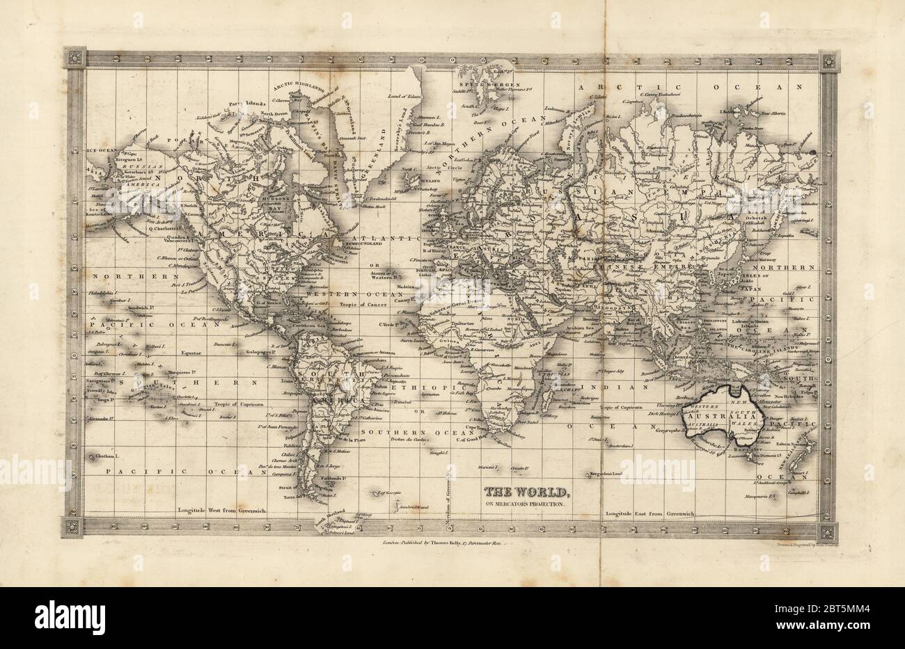 Map of the World, 1829. Copperplate drawn and engraved by Alex Findlay ...