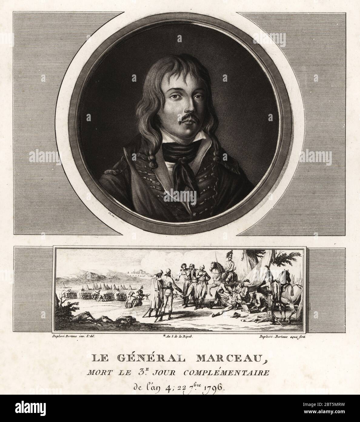 Francois Severin Marceau, French Revolutionary General. Vignette shows ...