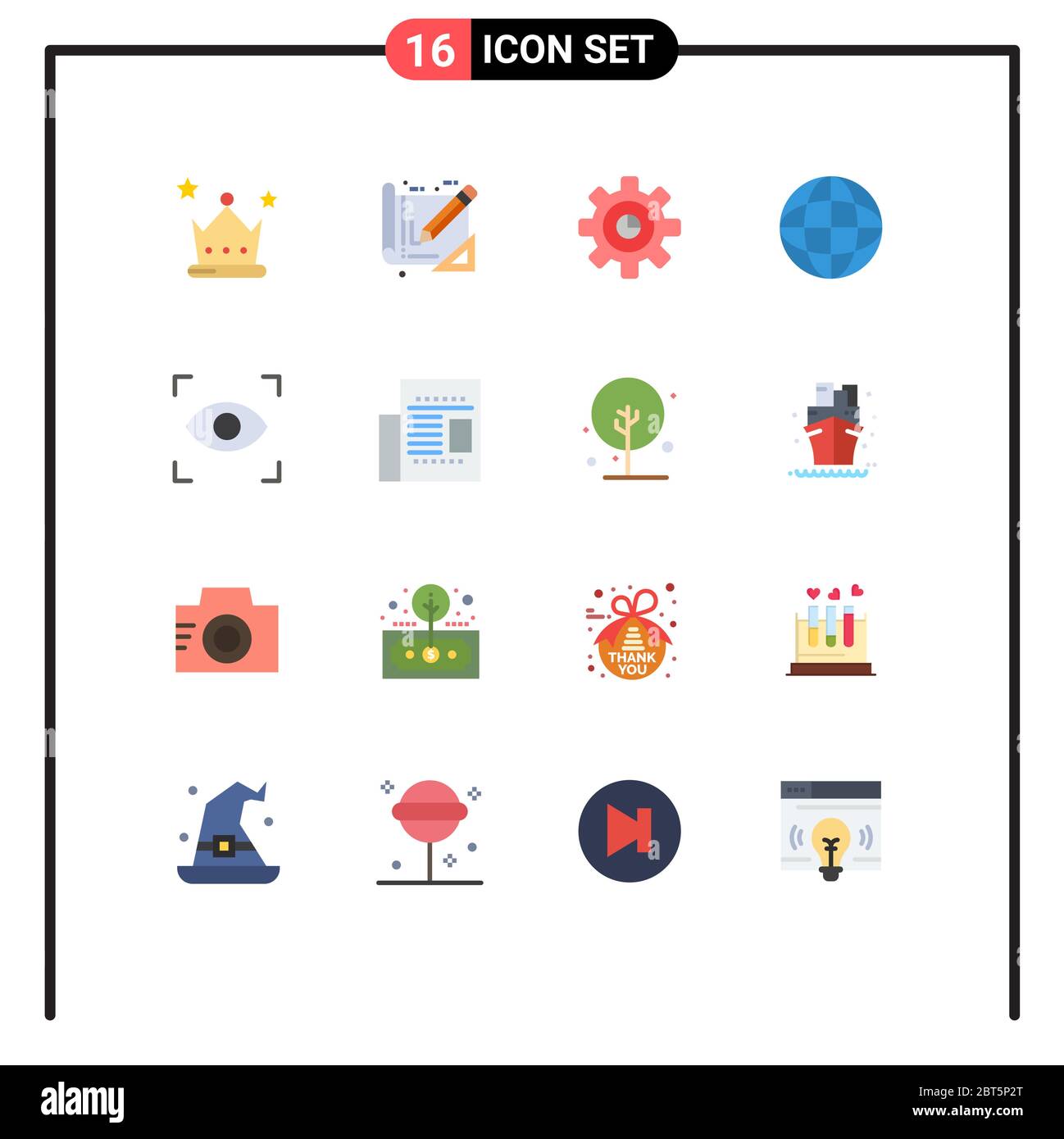 Stock Vector Icon Pack of 16 Line Signs and Symbols for article, focus ...
