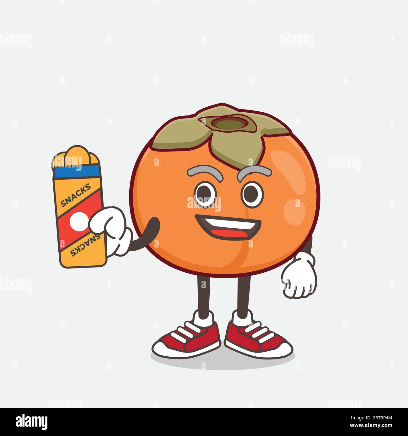 An illustration of Persimmon Fruit cartoon mascot character giving ...