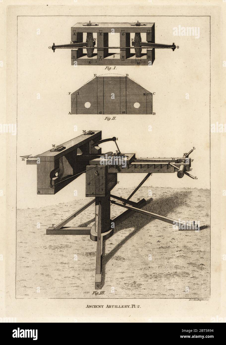 The catapulta. Ancient machine for projecting darts. From Mr. Newtons ...