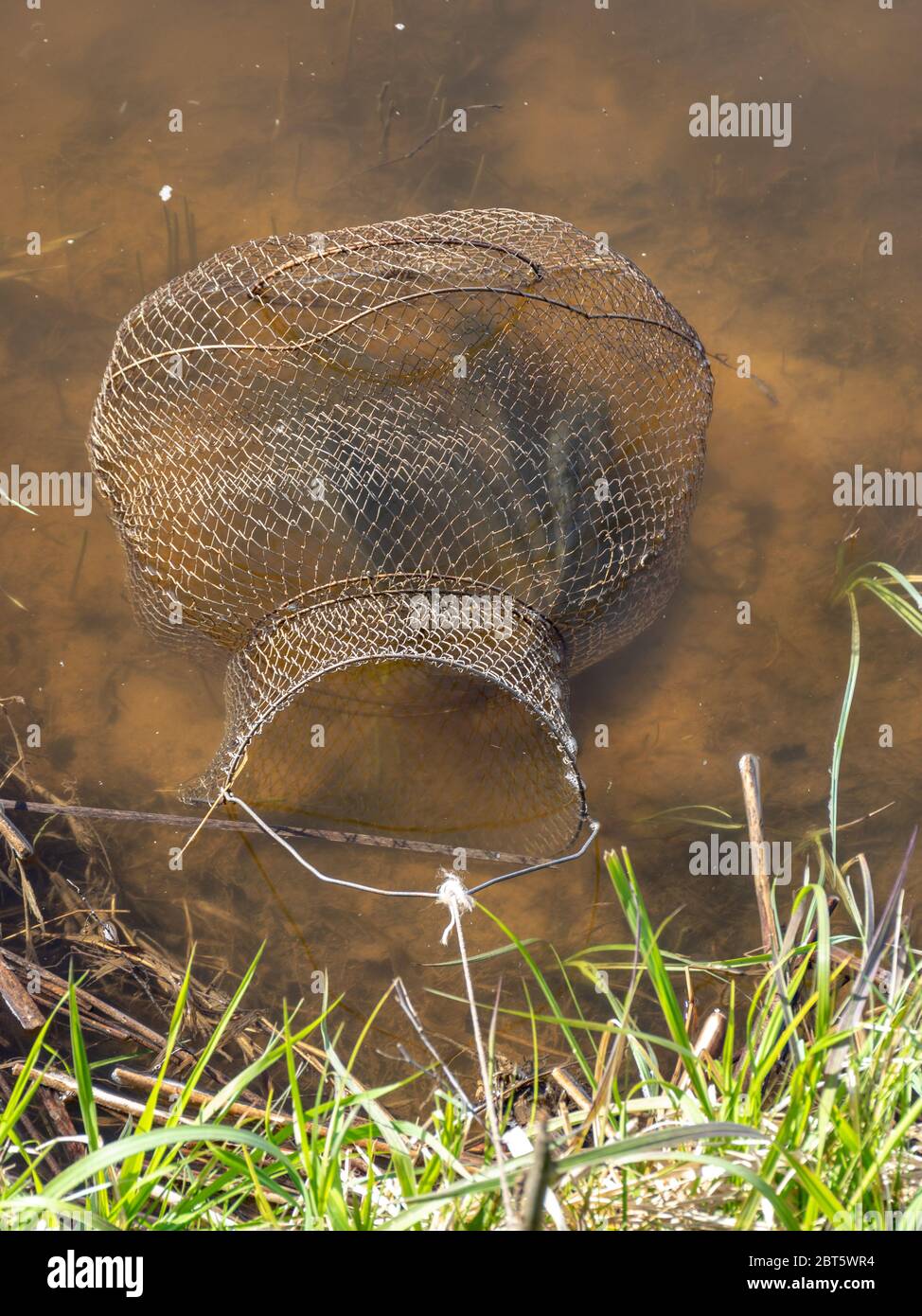 picture with fish net in the water, fishing as a leisure concept, water ...