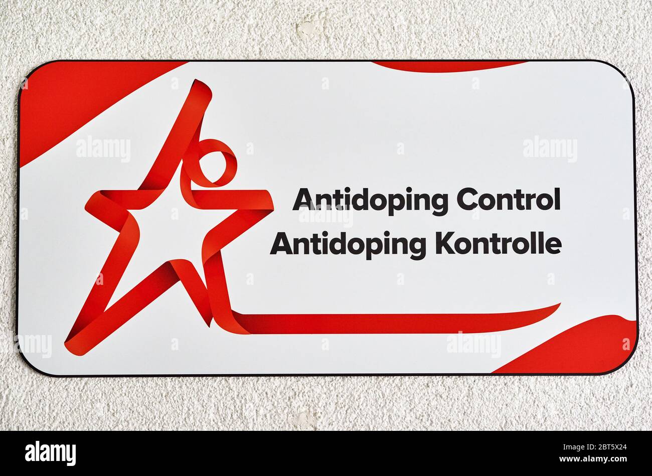 Antidoping signboard at Hochfilzen biathlon stadium, Austria Stock ...