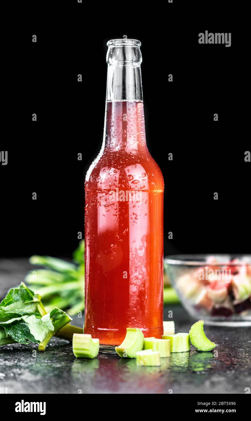 Portion of fresh made Rhubarb Spritzer (close up; selective focus Stock ...