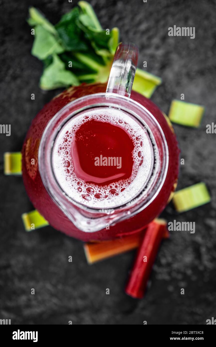 Portion of fresh made Rhubarb Spritzer (close up; selective focus Stock ...