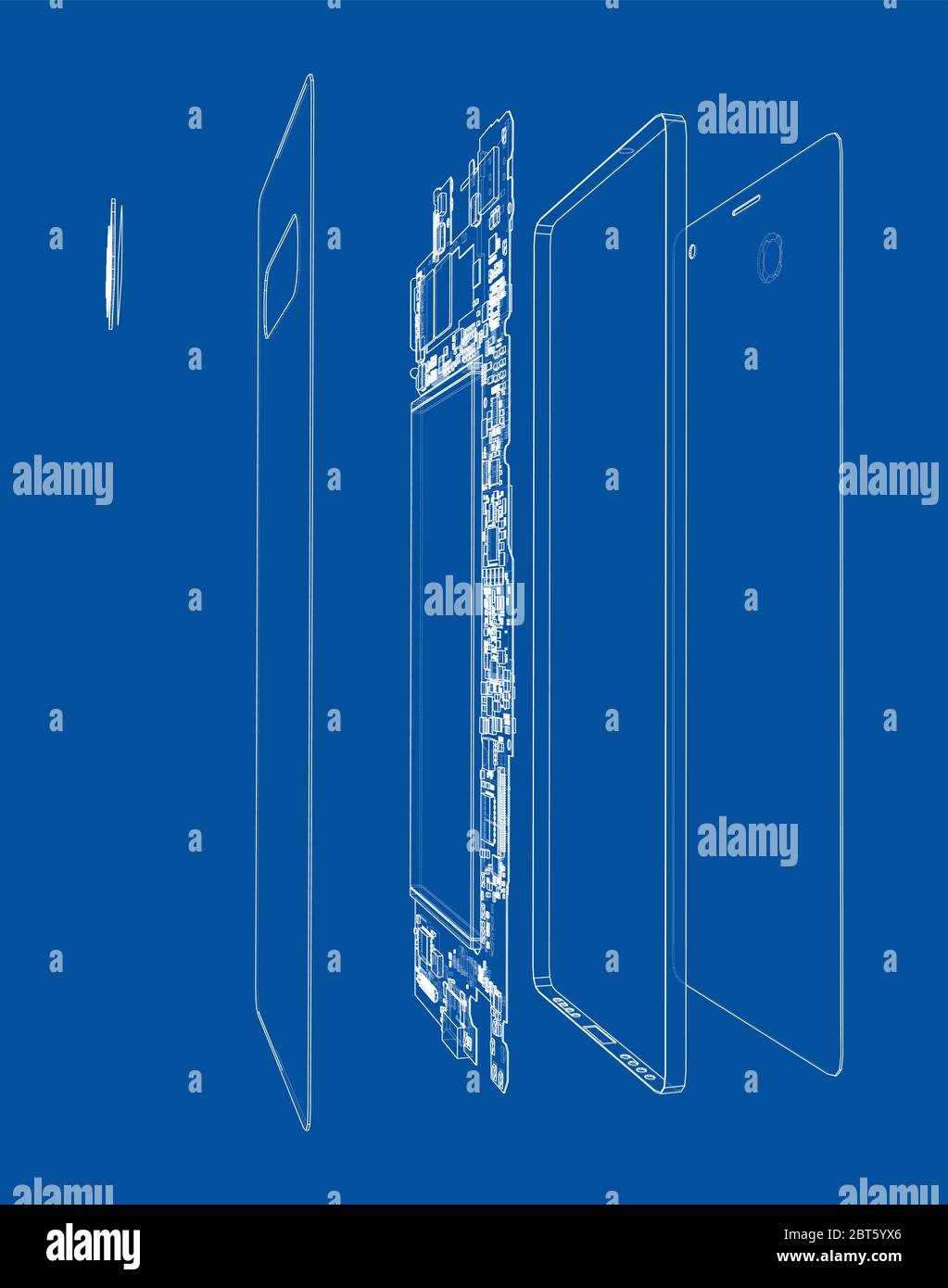 Disassembled smartphone concept outline. Vector Stock Vector Image ...