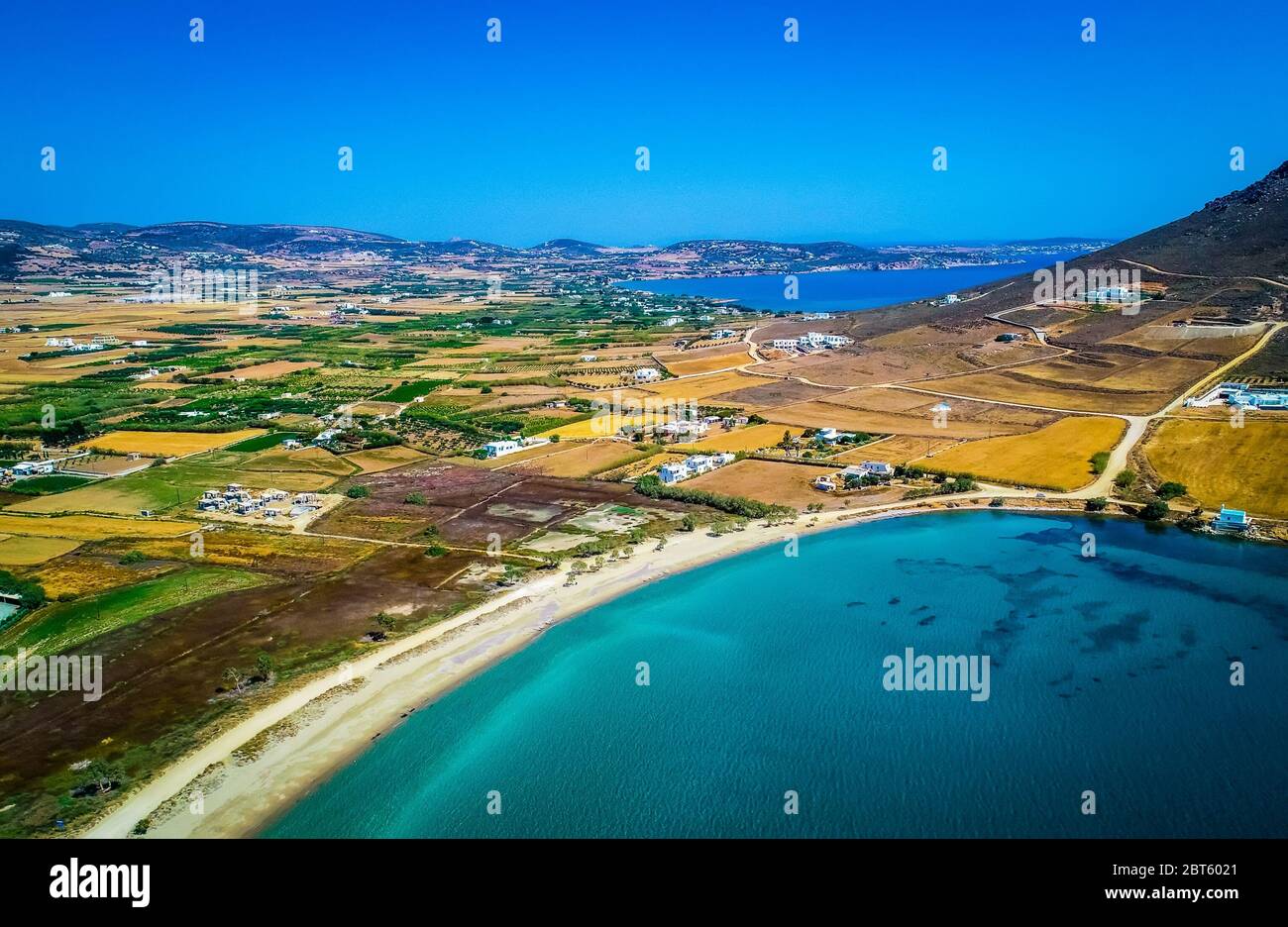 Shore line bird's-eye view of Paros island, Greece Stock Photo - Alamy