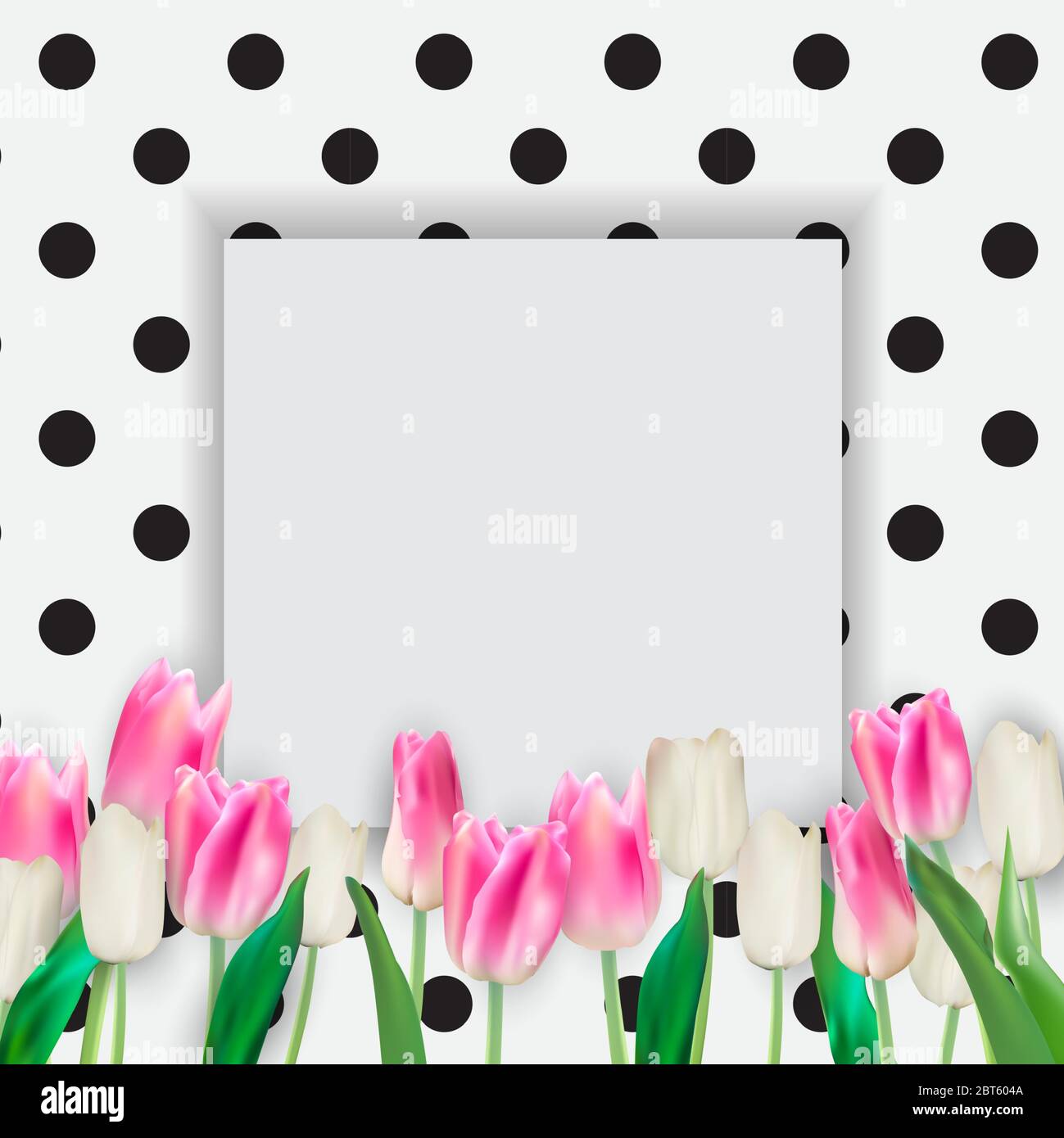 Realistic Vector Illustration Colorful Tulips Background with Frame ...