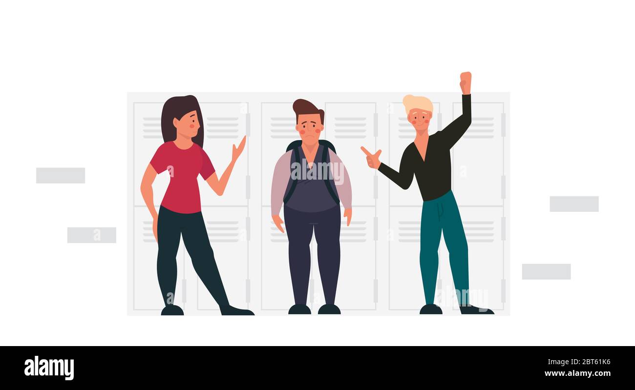 Bullying a fat man person problem violence student school vector ...