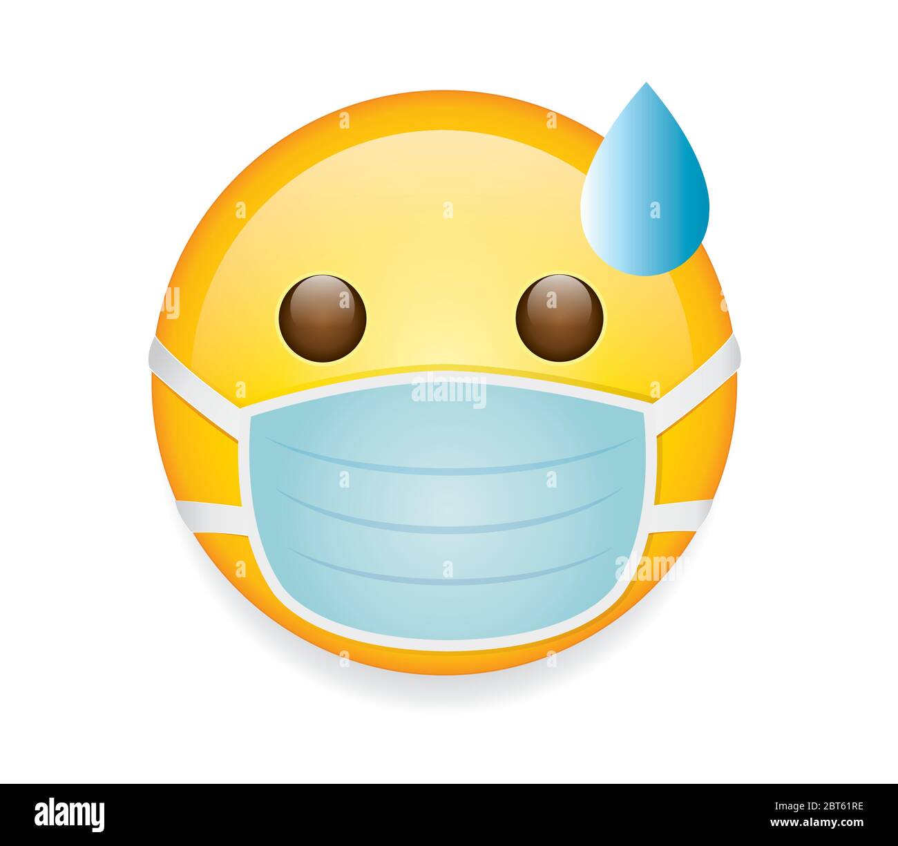 High quality emoticon on white background. emoji with open eyes, sweat ...