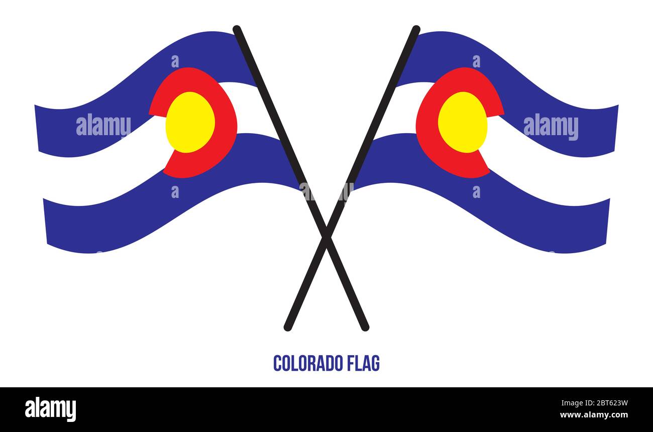 Two Crossed Waving Colorado Flag On Isolated White Background. United ...