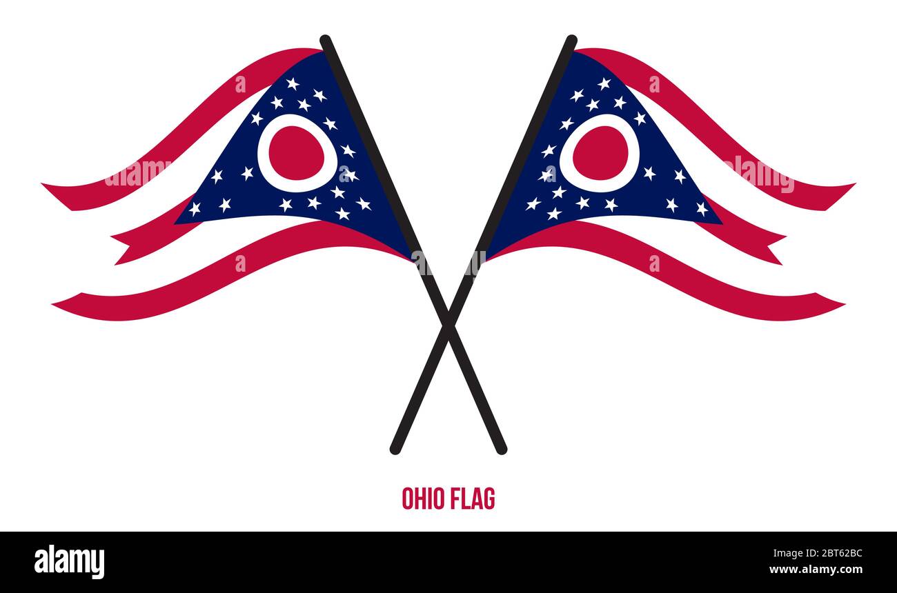 Two Crossed Waving Ohio Flag On Isolated White Background. United ...