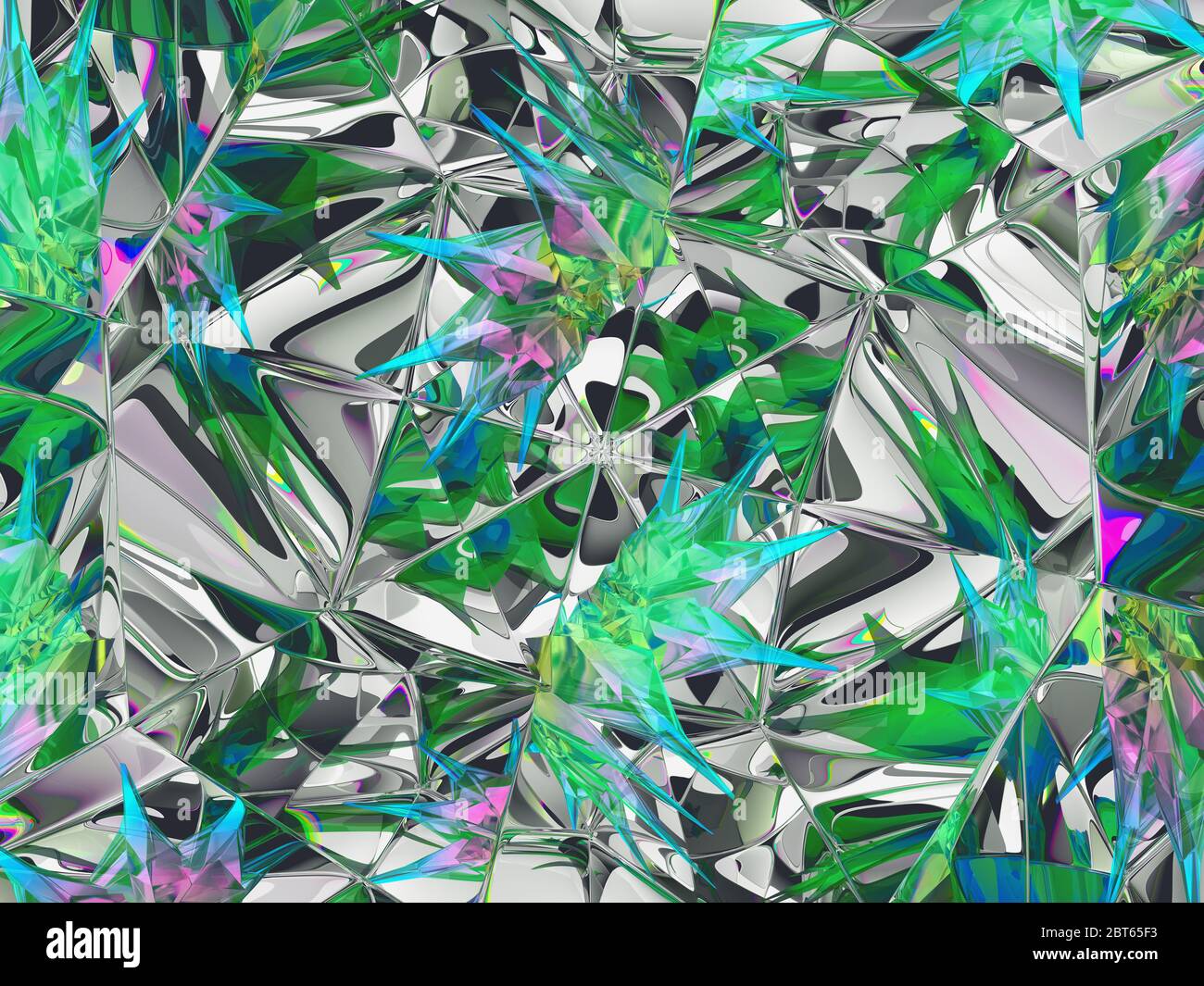 Green abstract texture closeup and kaleidoscope. 3d render, 3d ...