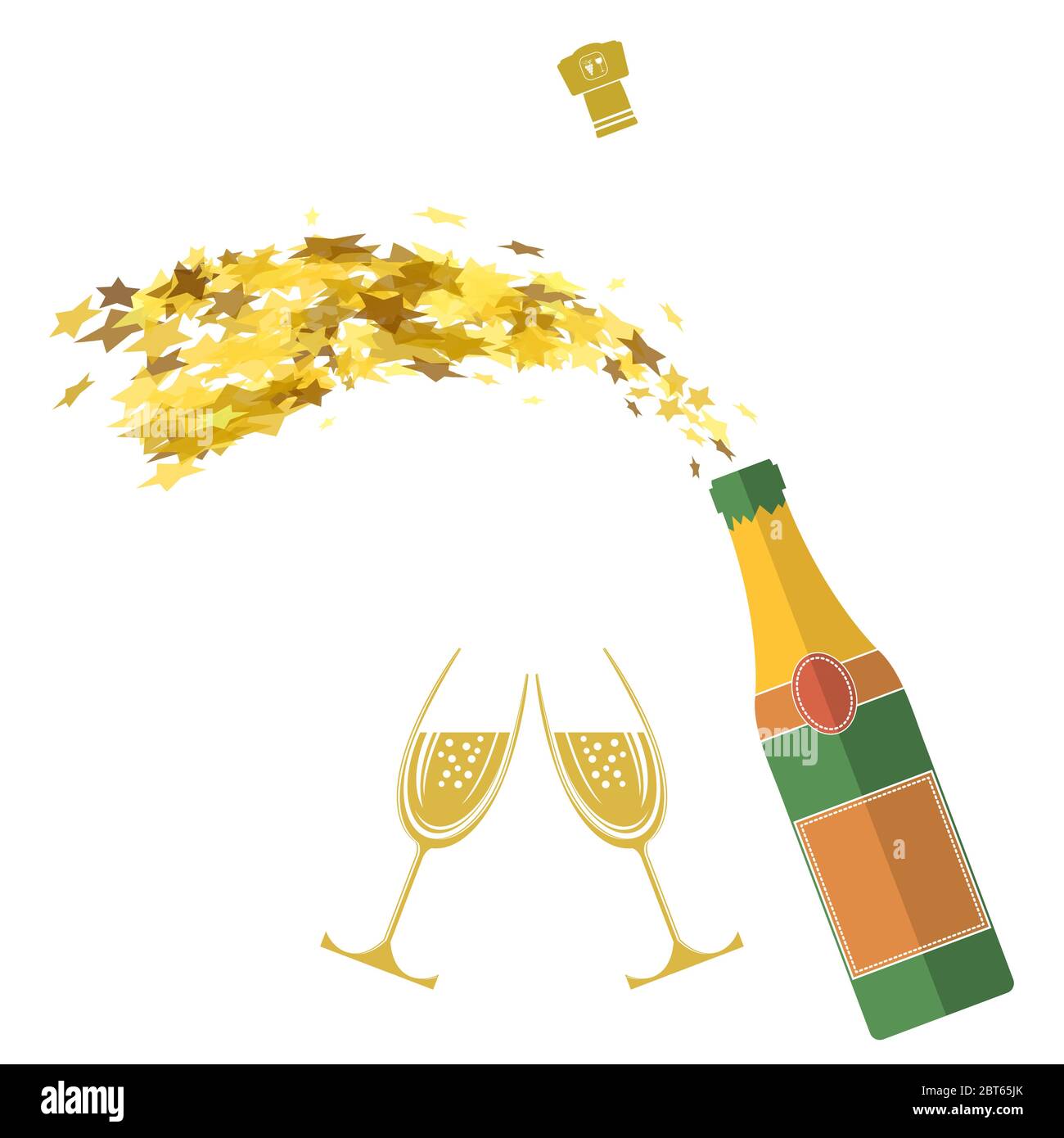 Champagne Bottle Explosion. Happy New Year. Cheers. Alcoholic Fizzy ...