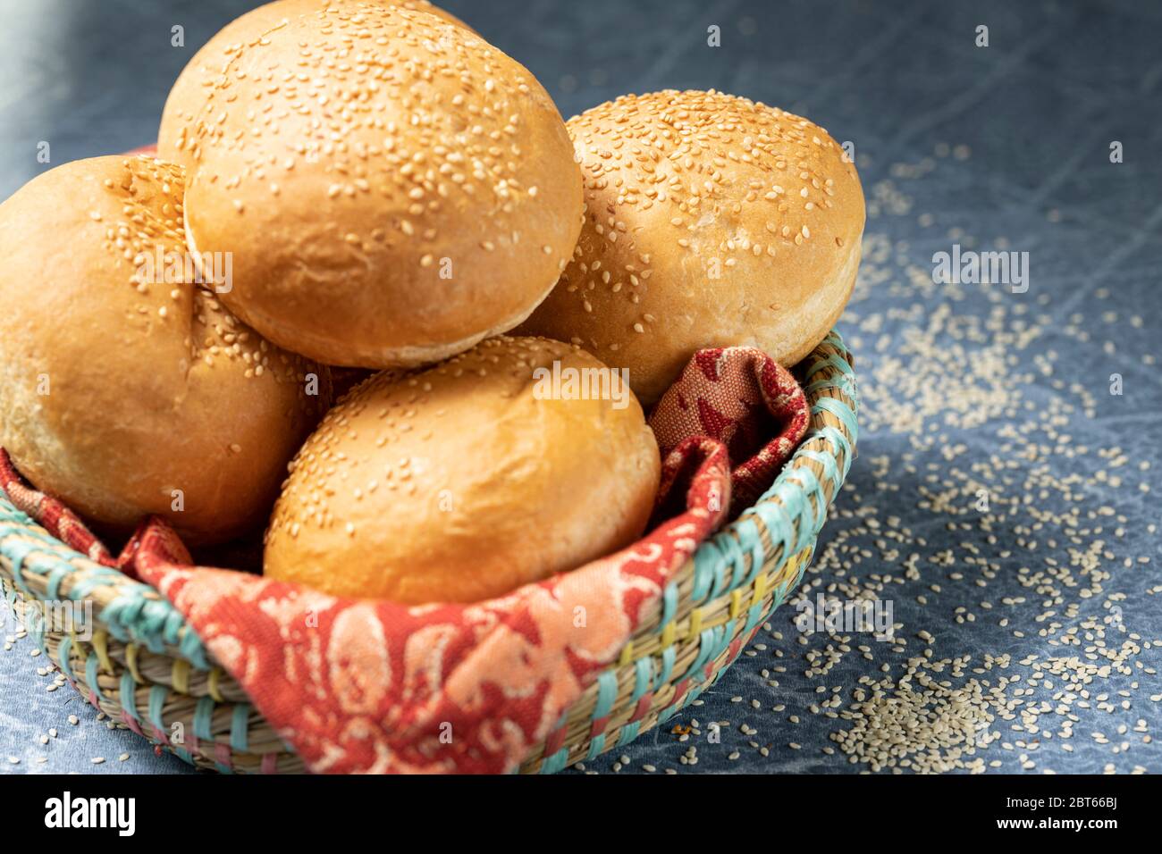 Assorted breads on a basket good breakfast Stock Photo - Alamy